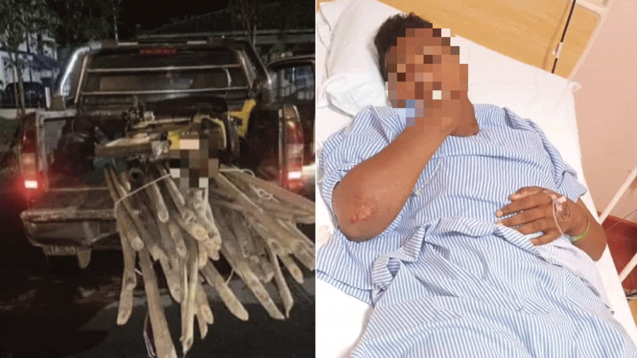 Pelajar tembus perut tertusuk buluh runcing bendera pilihan raya ditepi ...